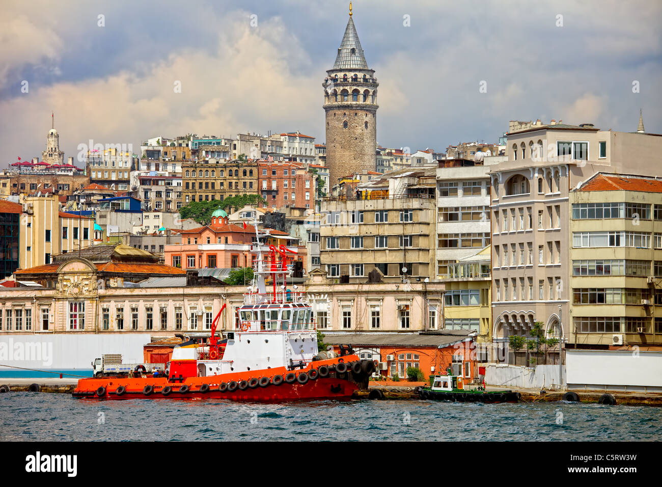 Beyoglu district historic architecture and Galata tower medieval ...