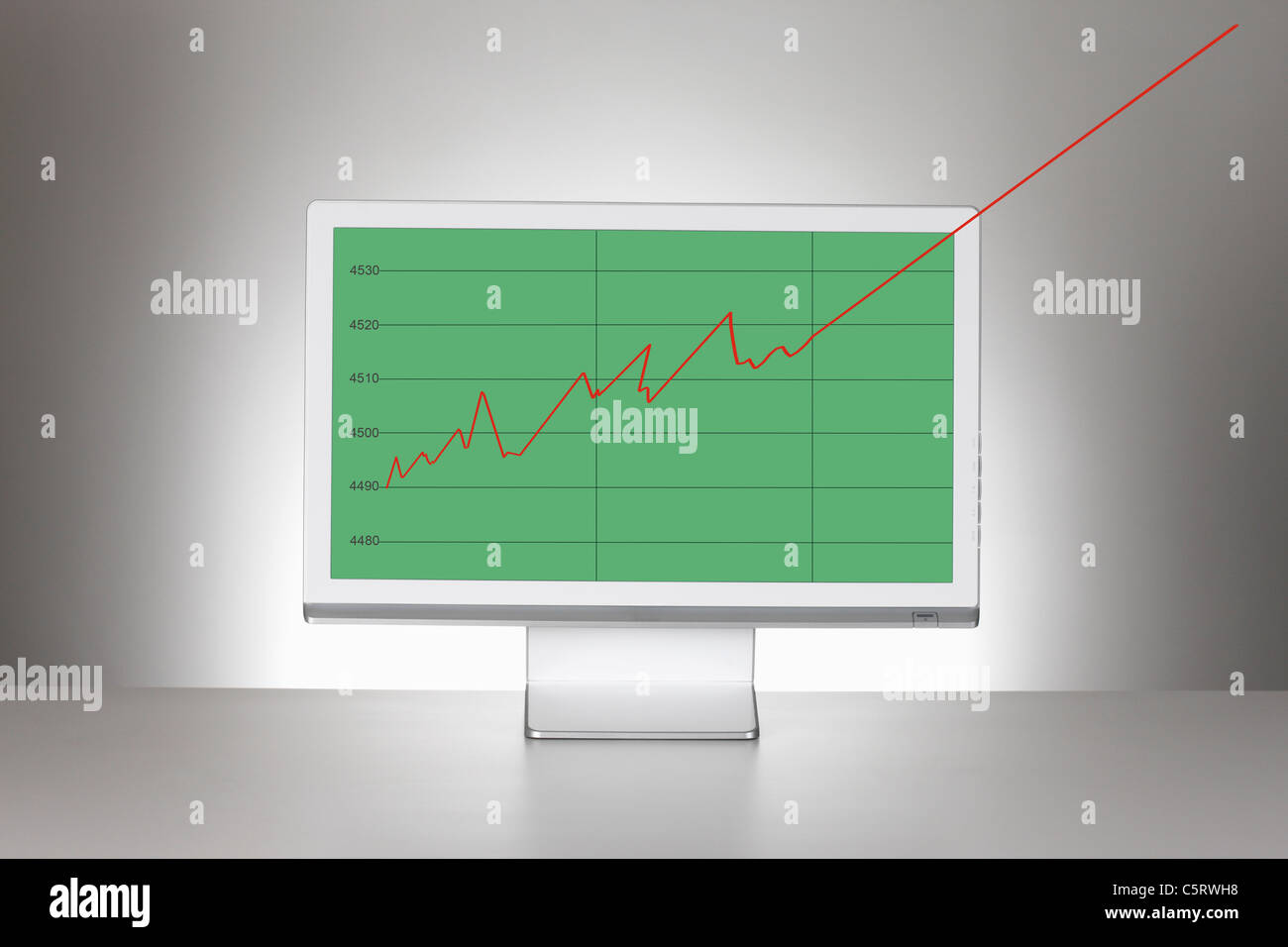 Flat screen computer monitor displaying graph and stock index Stock ...