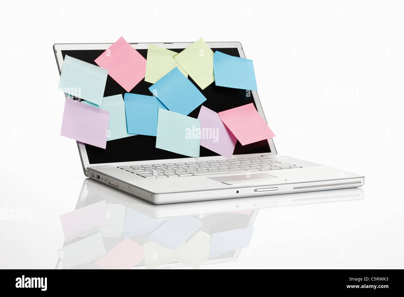 Adhesive labels on notebook Stock Photo - Alamy