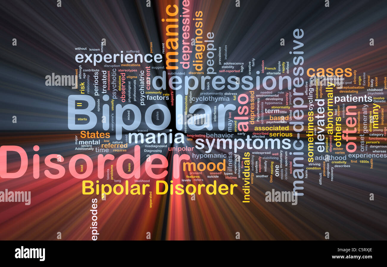 Background concept wordcloud illustration of bipolar disorder glowing ...