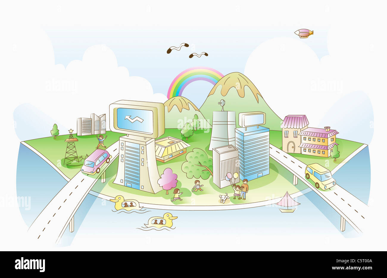 illustrated urban lifestyle Stock Photo - Alamy