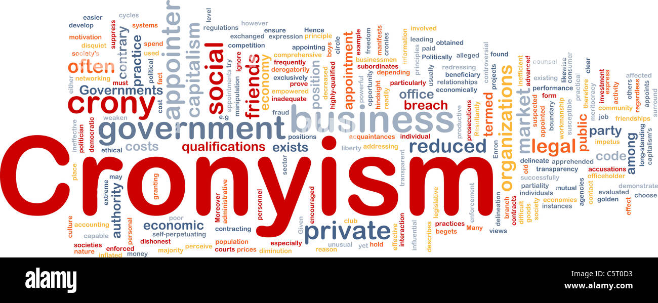 Background concept wordcloud illustration of cronyism Stock Photo - Alamy