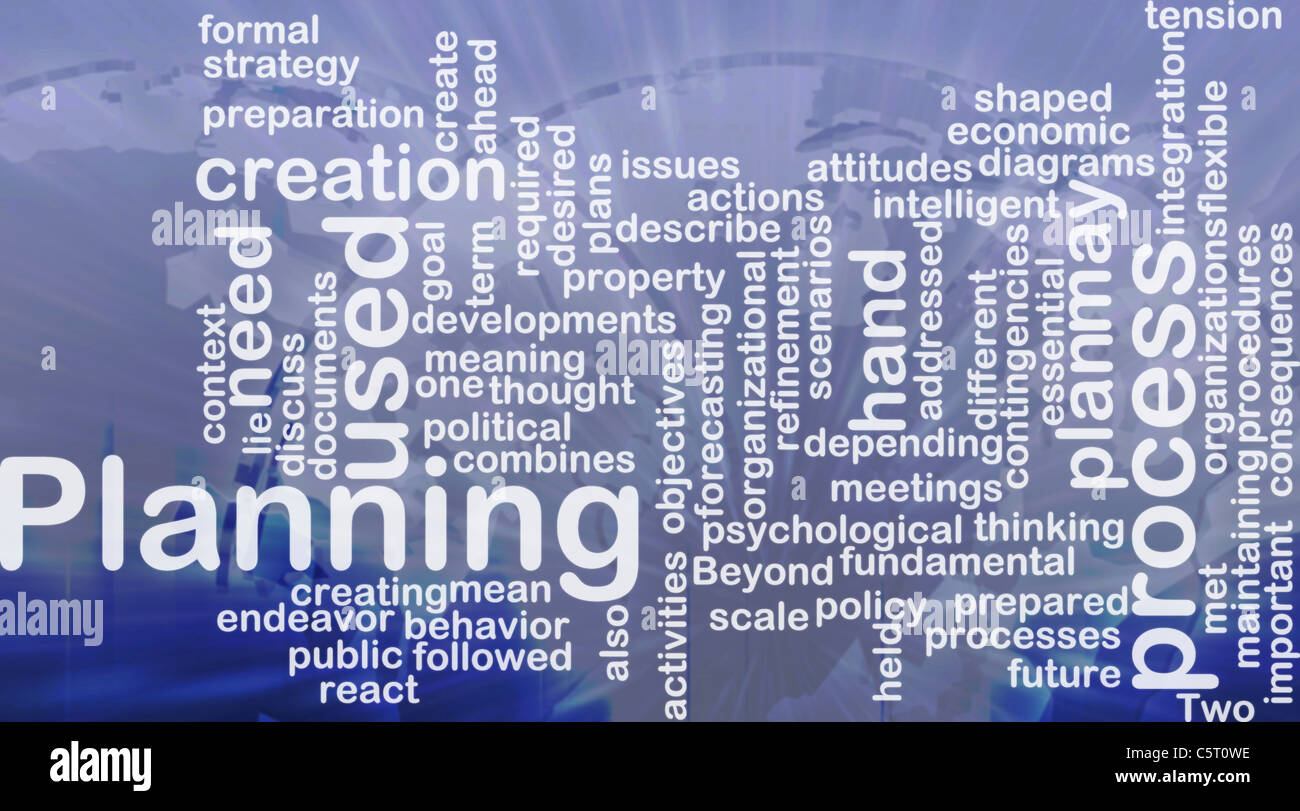 Word cloud concept illustration of planning process international Stock ...