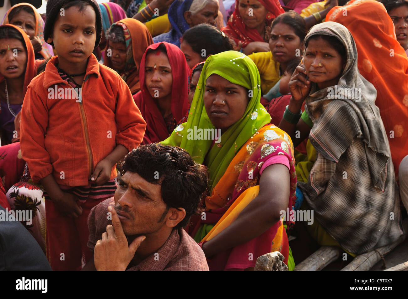 India, Uttar Pradesh, Varanasi, People travelling on boat Stock Photo ...