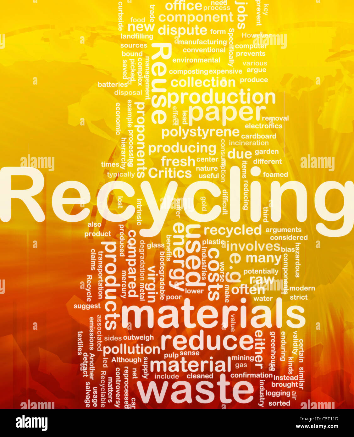 Background concept illustration of recycling waste materials ...