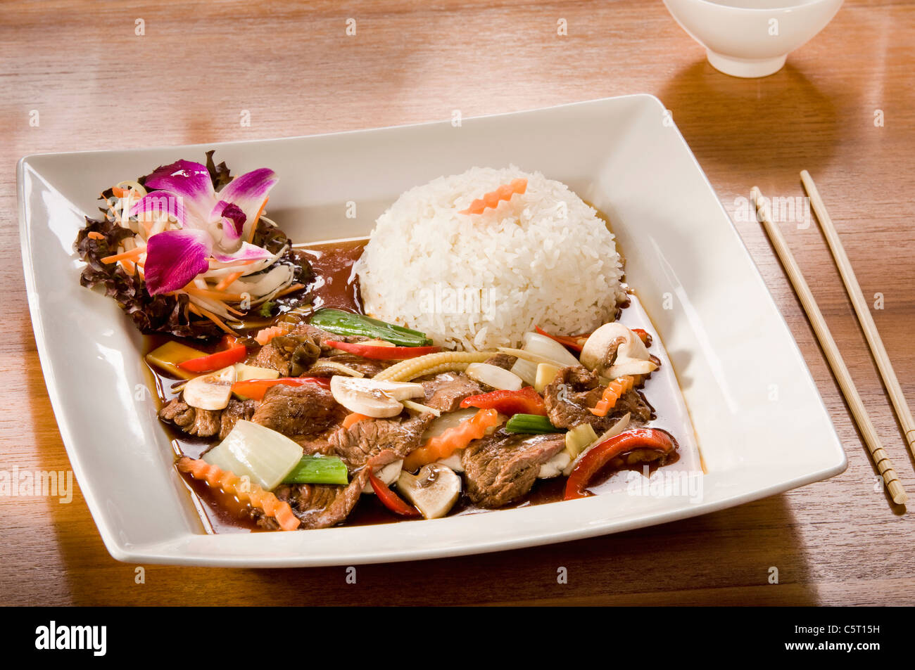 Germany, Bavaria, Munich, Close up of NueaPadKing with boiled rice ...