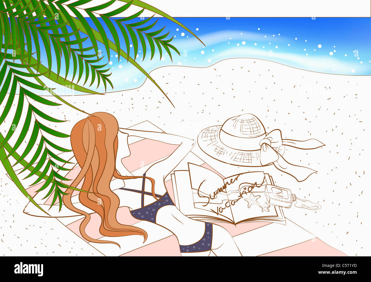 woman lying face down on the sunbed Stock Photo - Alamy