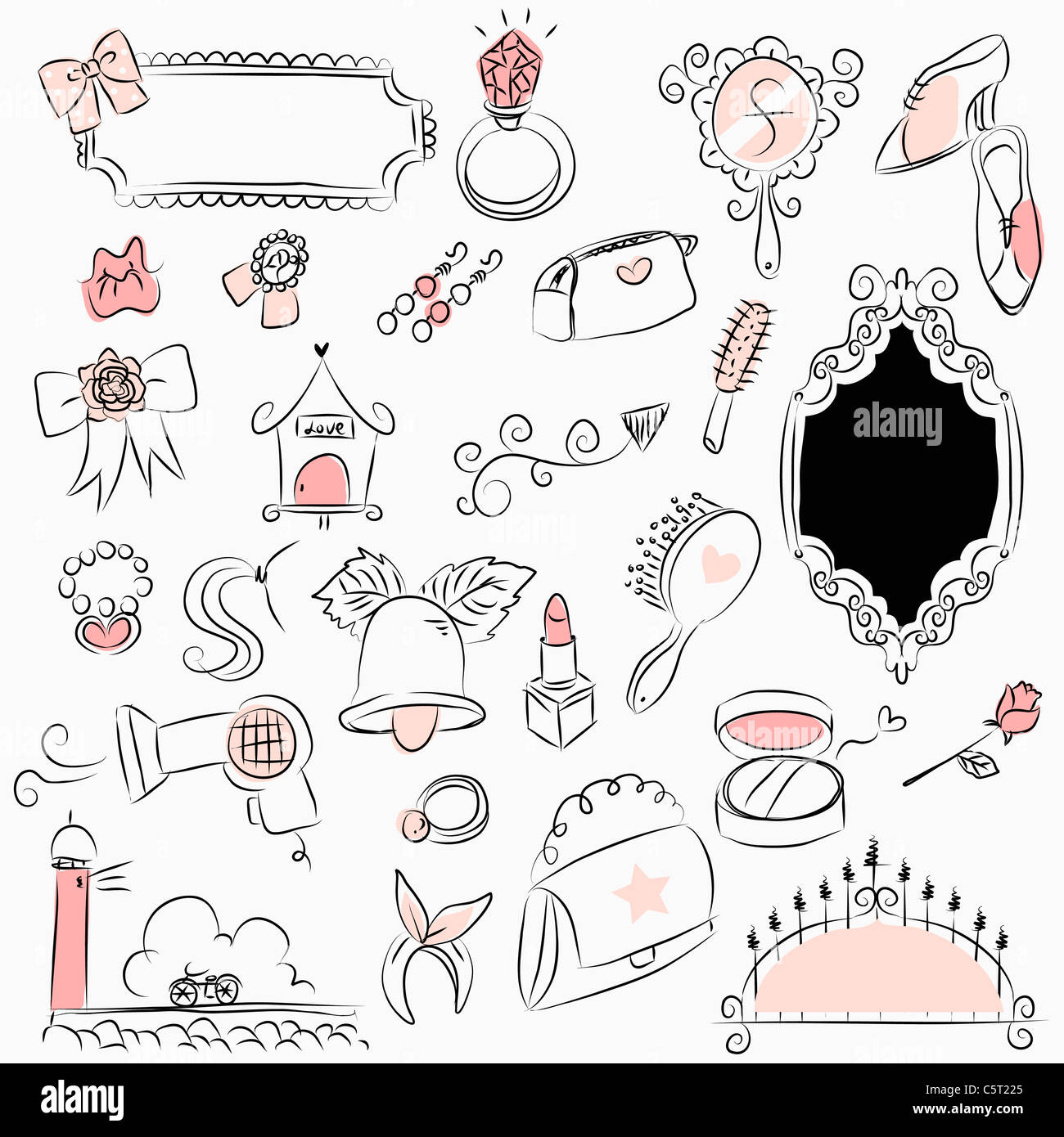 various types of life goods in illustration Stock Photo - Alamy