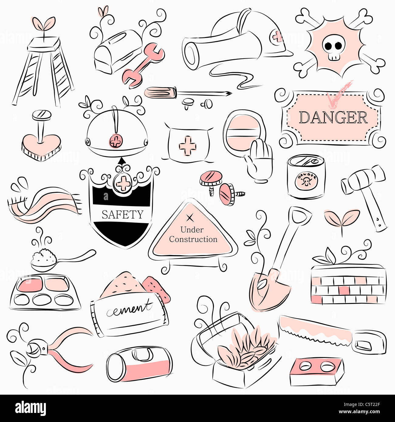 various types of life goods in illustration Stock Photo - Alamy