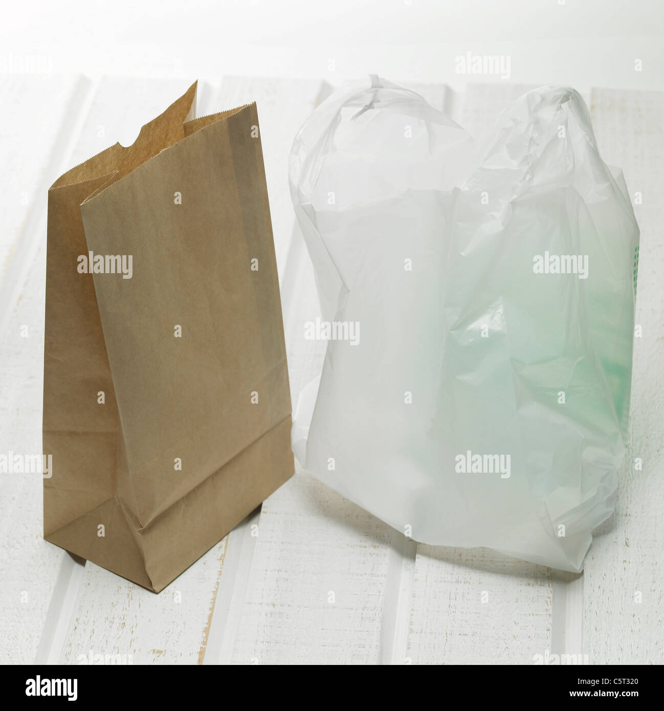 Plastic bag and paper bag Stock Photo - Alamy