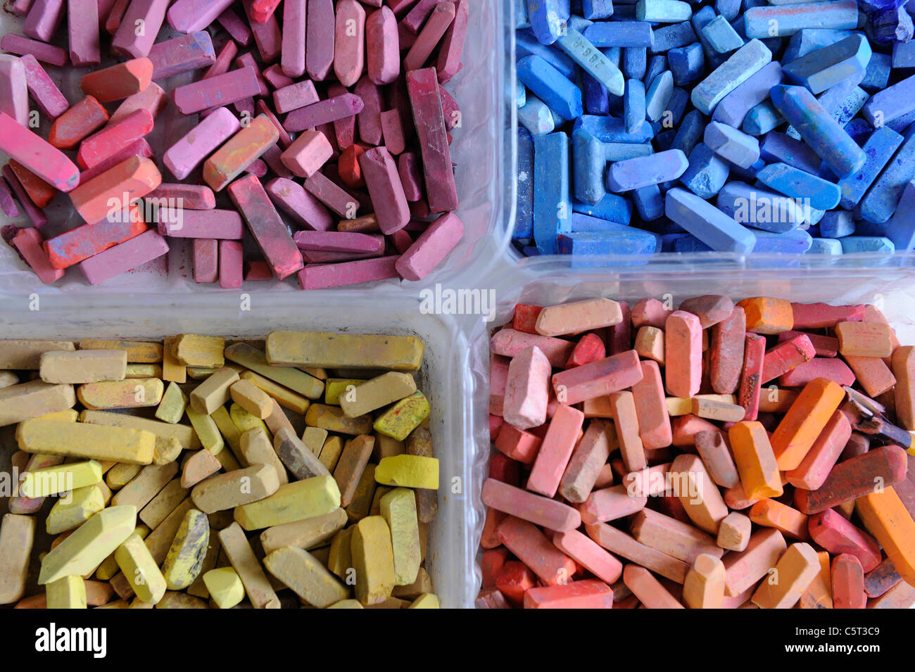 Box of coloured chalks Stock Photo - Alamy