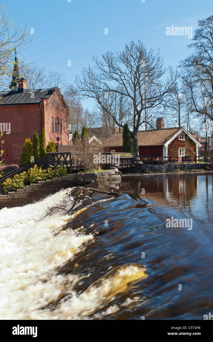 Waterfalls in the river Tidan in Tidaholm, Turbinhusön in the ...
