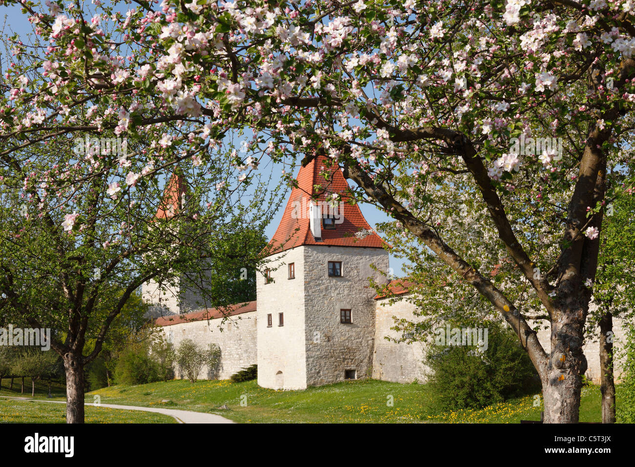 Germany, Bavaria, Upper Palatinate, Berching, View of city wall and ...