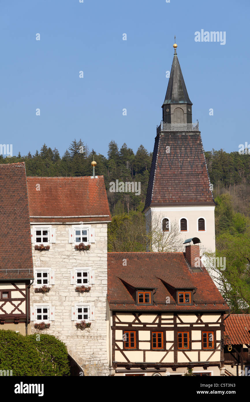 Germany, Bavaria, Upper Palatinate, Berching, View of St. Lorenz church ...