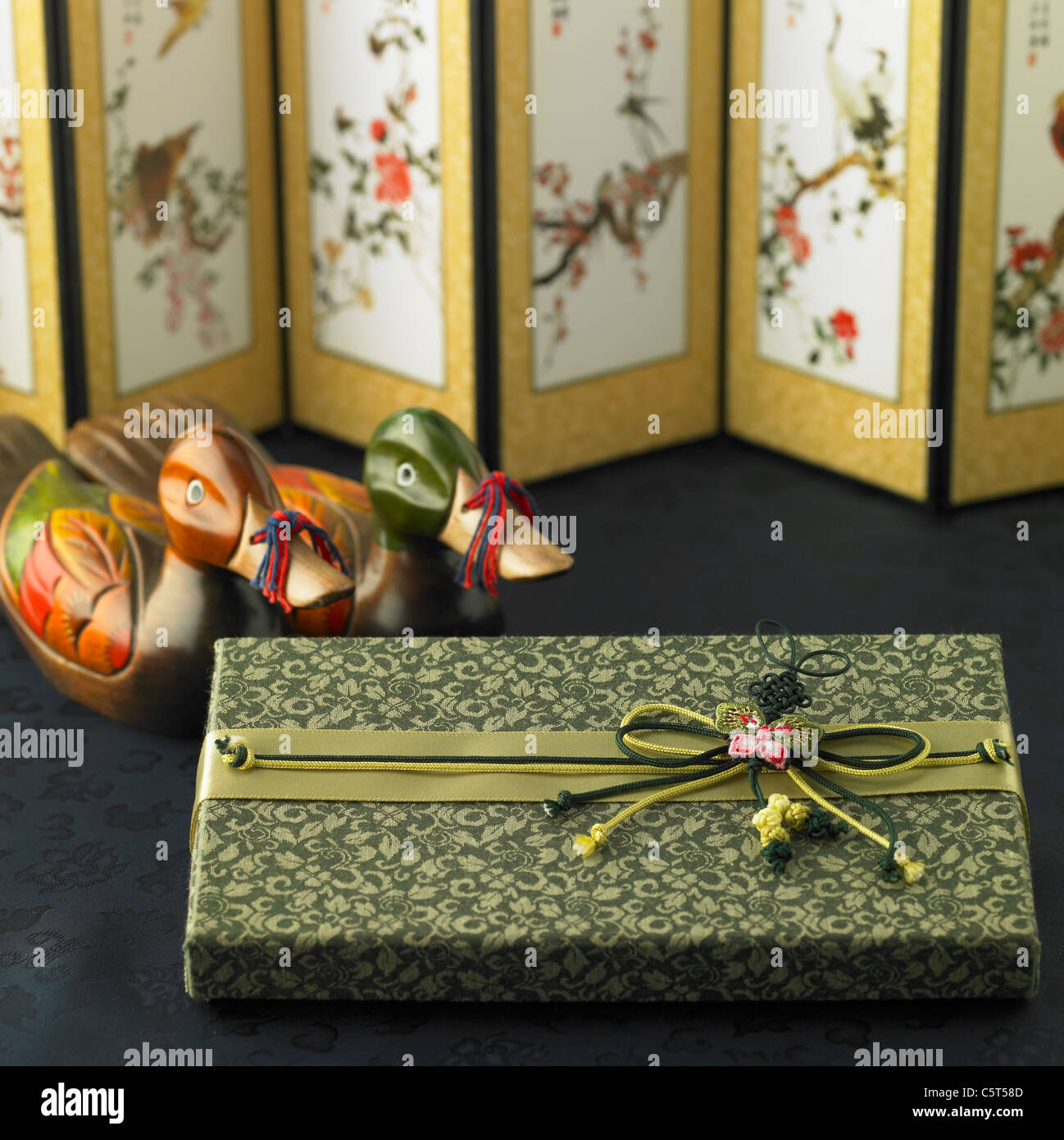 Korean traditional present box, ornaments and folding screen Stock ...