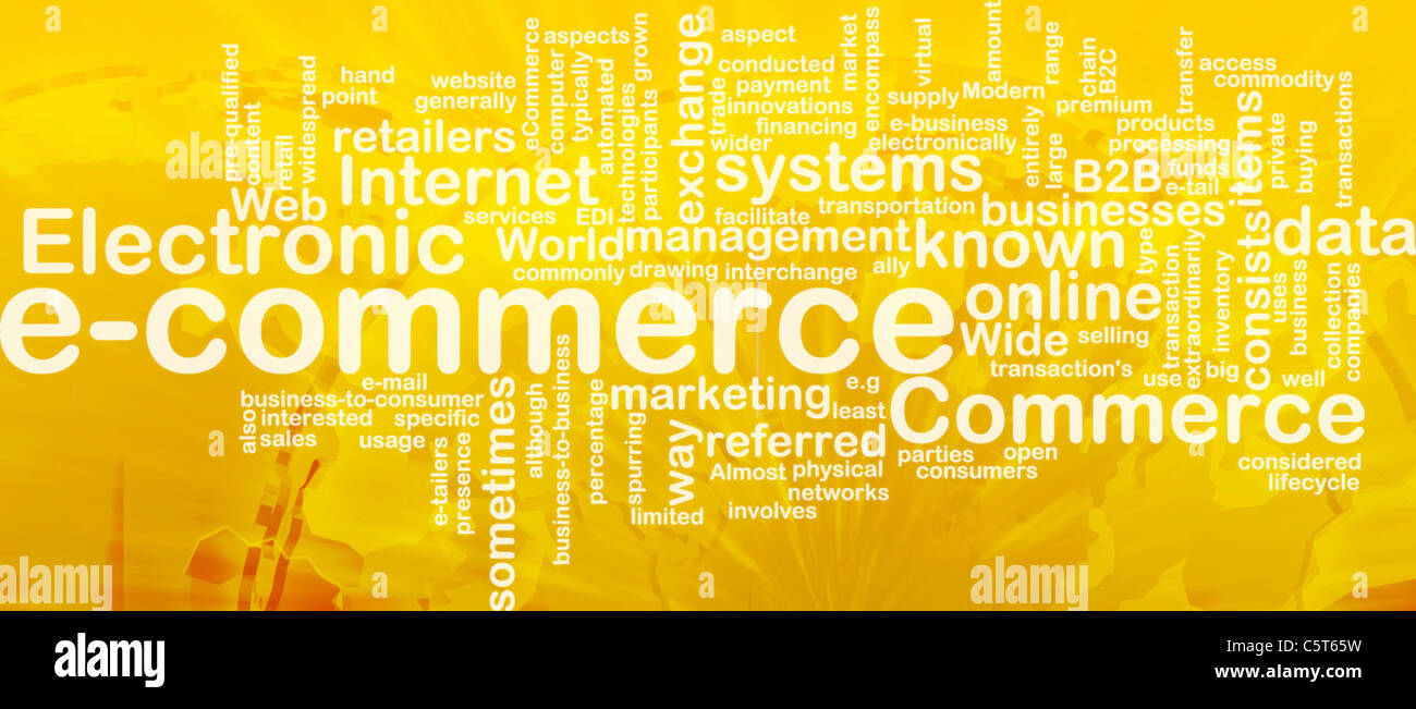 Word cloud concept illustration of e-commerce electronic commerce ...