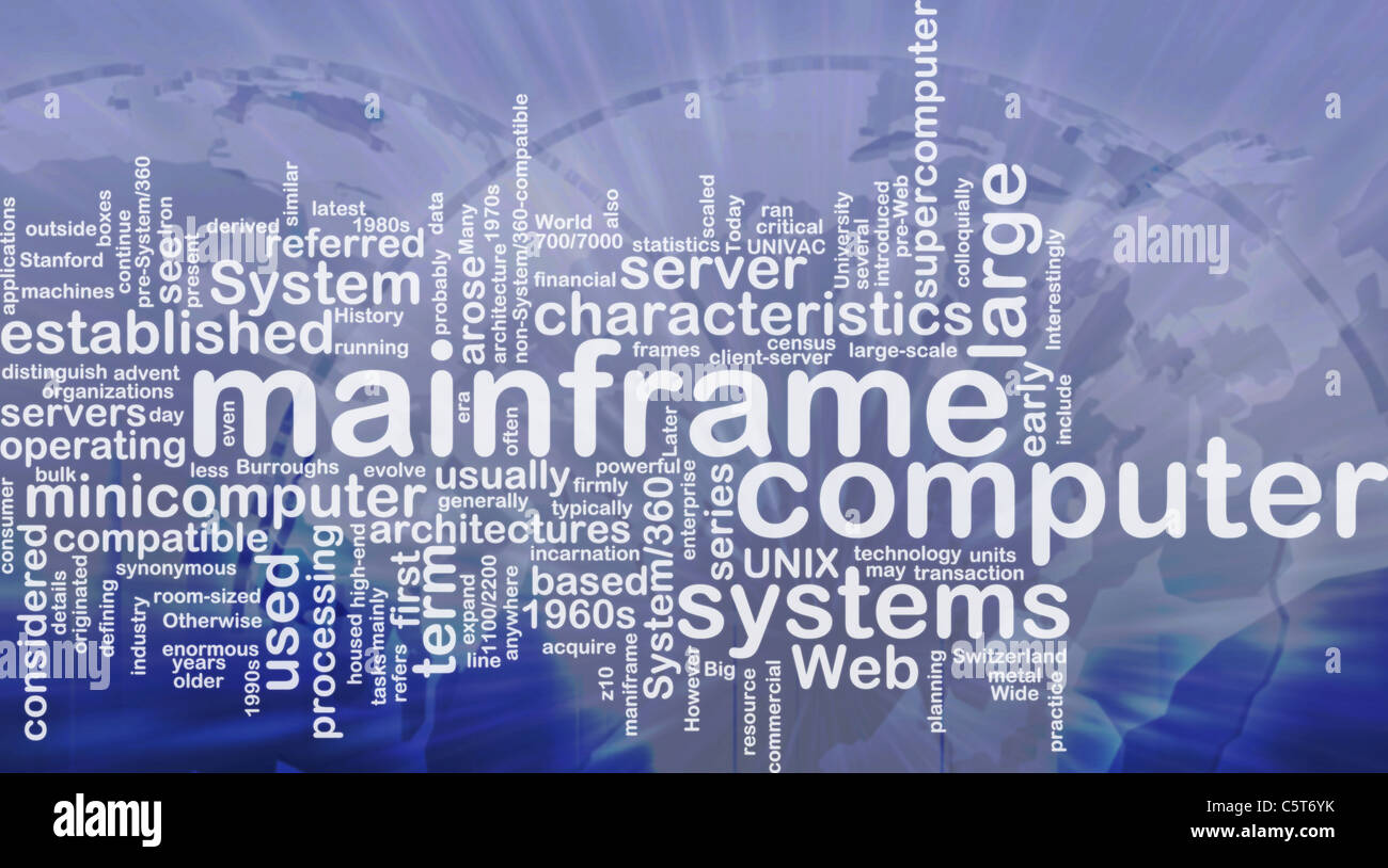 Word cloud concept illustration of mainframe computer international ...