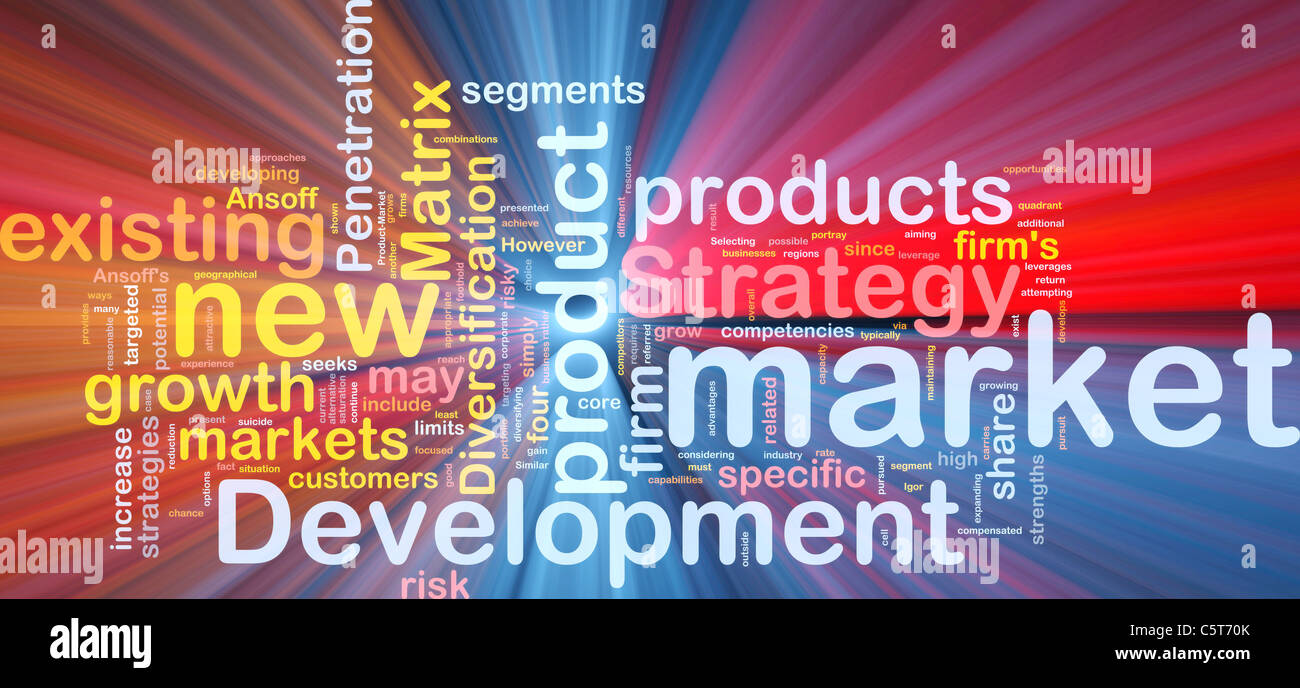 Background concept wordcloud illustration of new market development ...