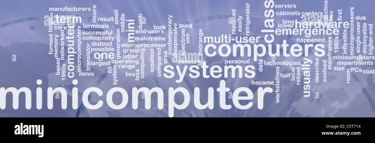 Word cloud concept illustration of minicomputer computer international ...