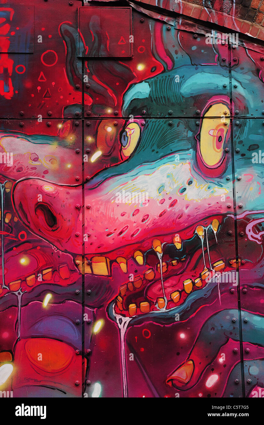 Drooling Monster - Street Art Stock Photo - Alamy