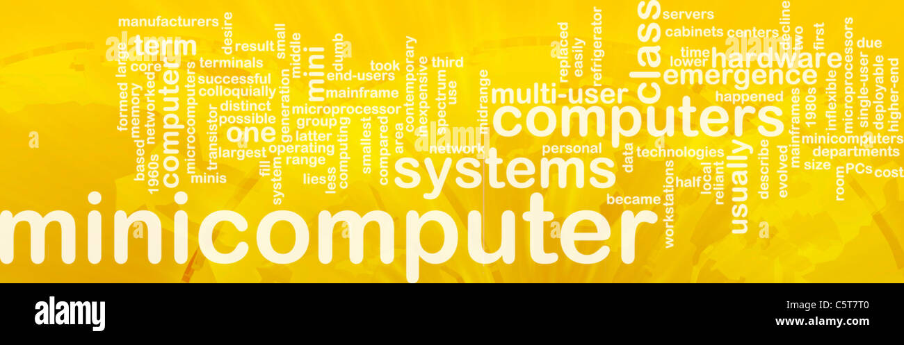 Word cloud concept illustration of minicomputer computer international ...