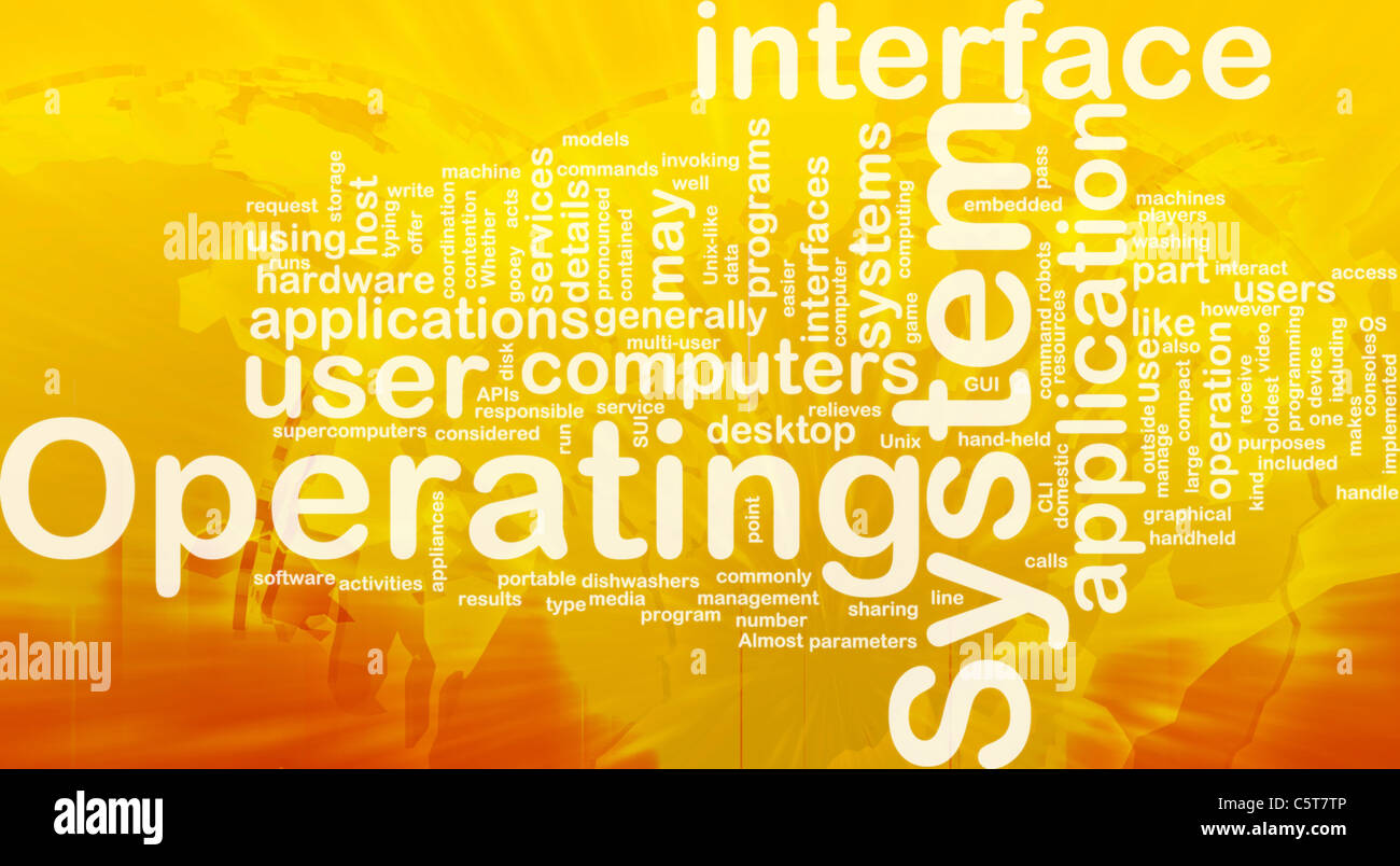 Word cloud concept illustration of operating system international Stock ...
