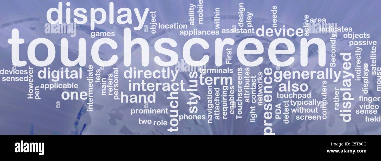 Word cloud concept illustration of touchscreen technology international ...