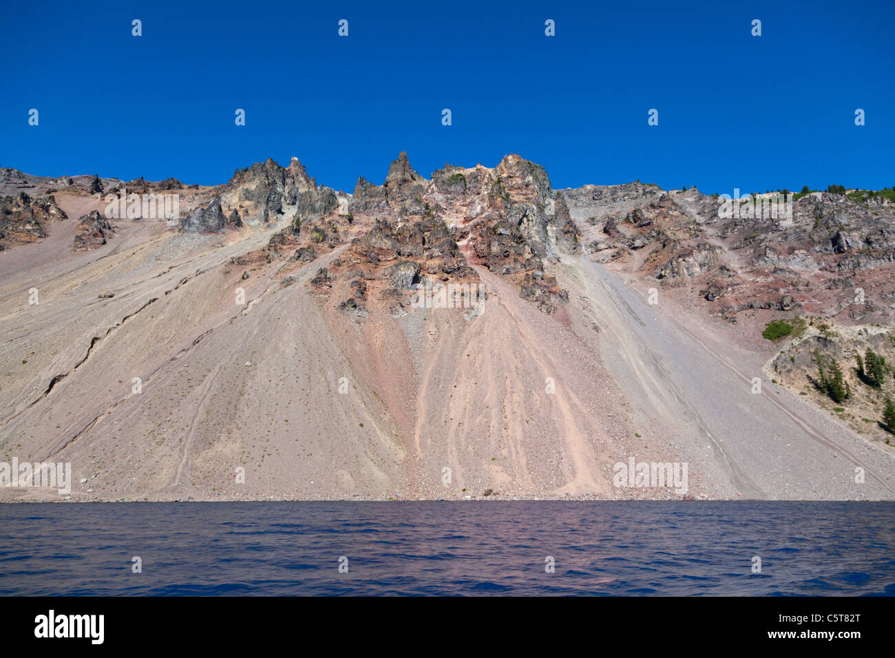 Scree slopes inside the Crater lake Caldera Oregon USA Stock Photo - Alamy