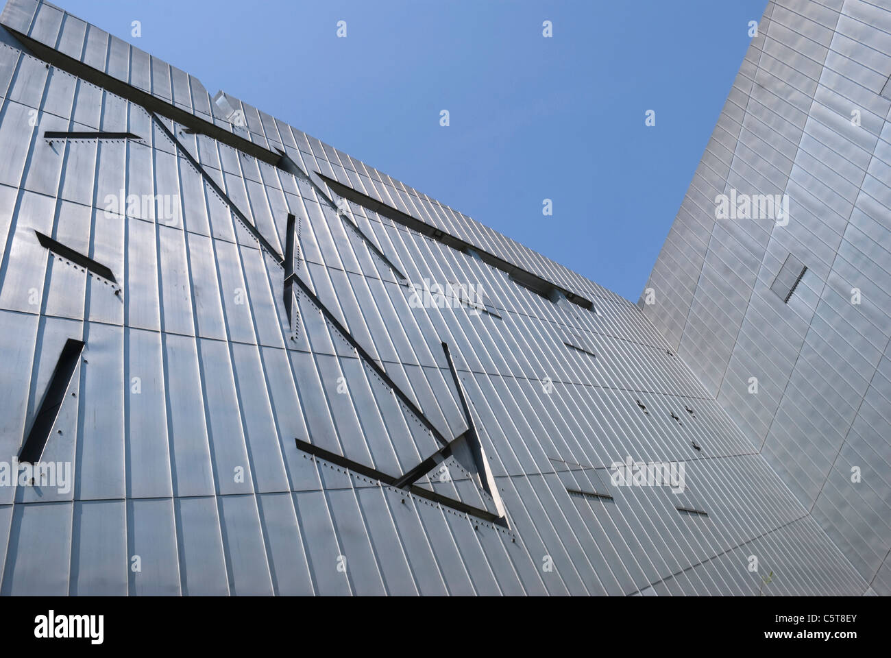Germany, Berlin, Jewish Museum, Glass facade, low angle view Stock ...