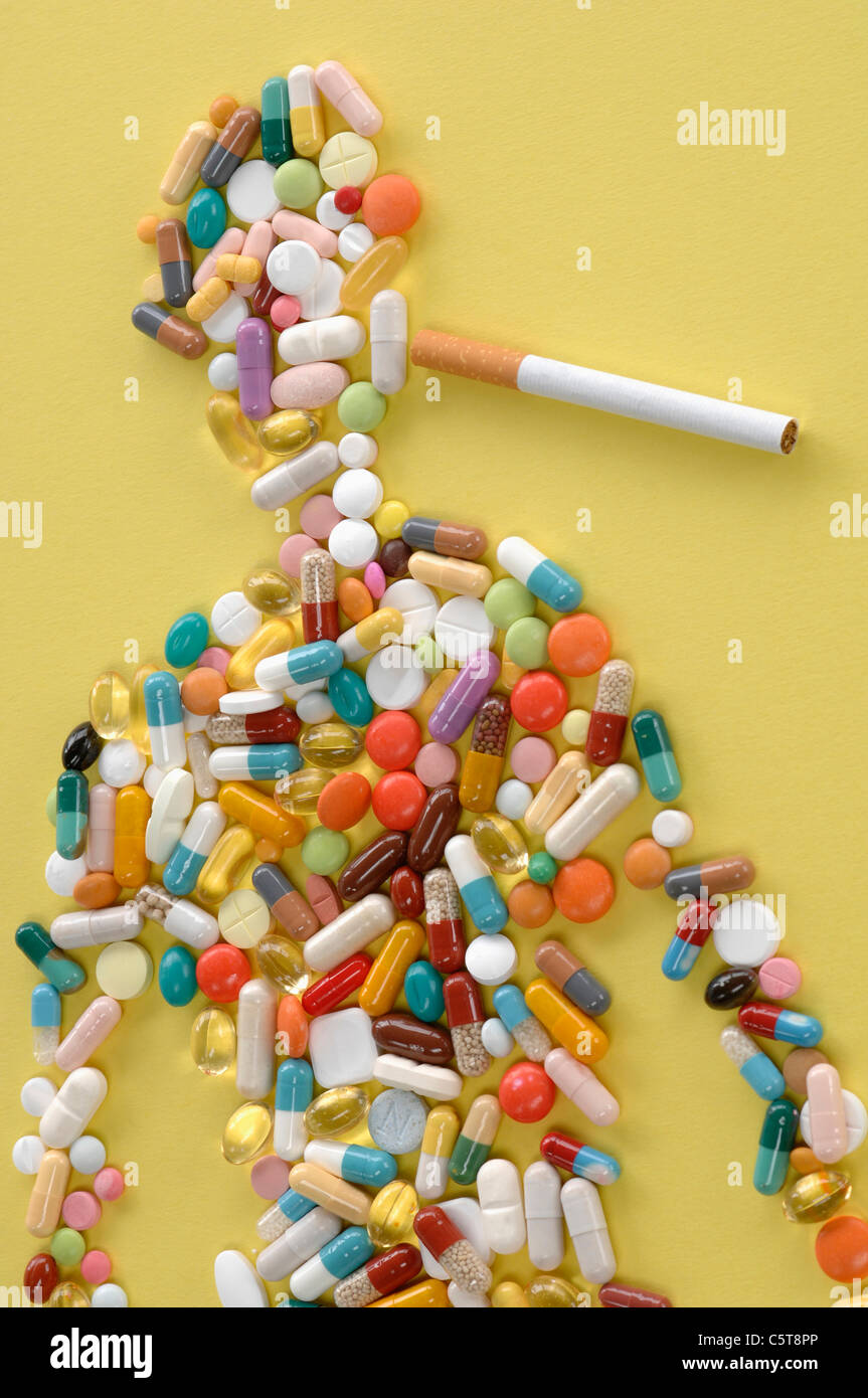 Pills and cigarette hi-res stock photography and images - Alamy