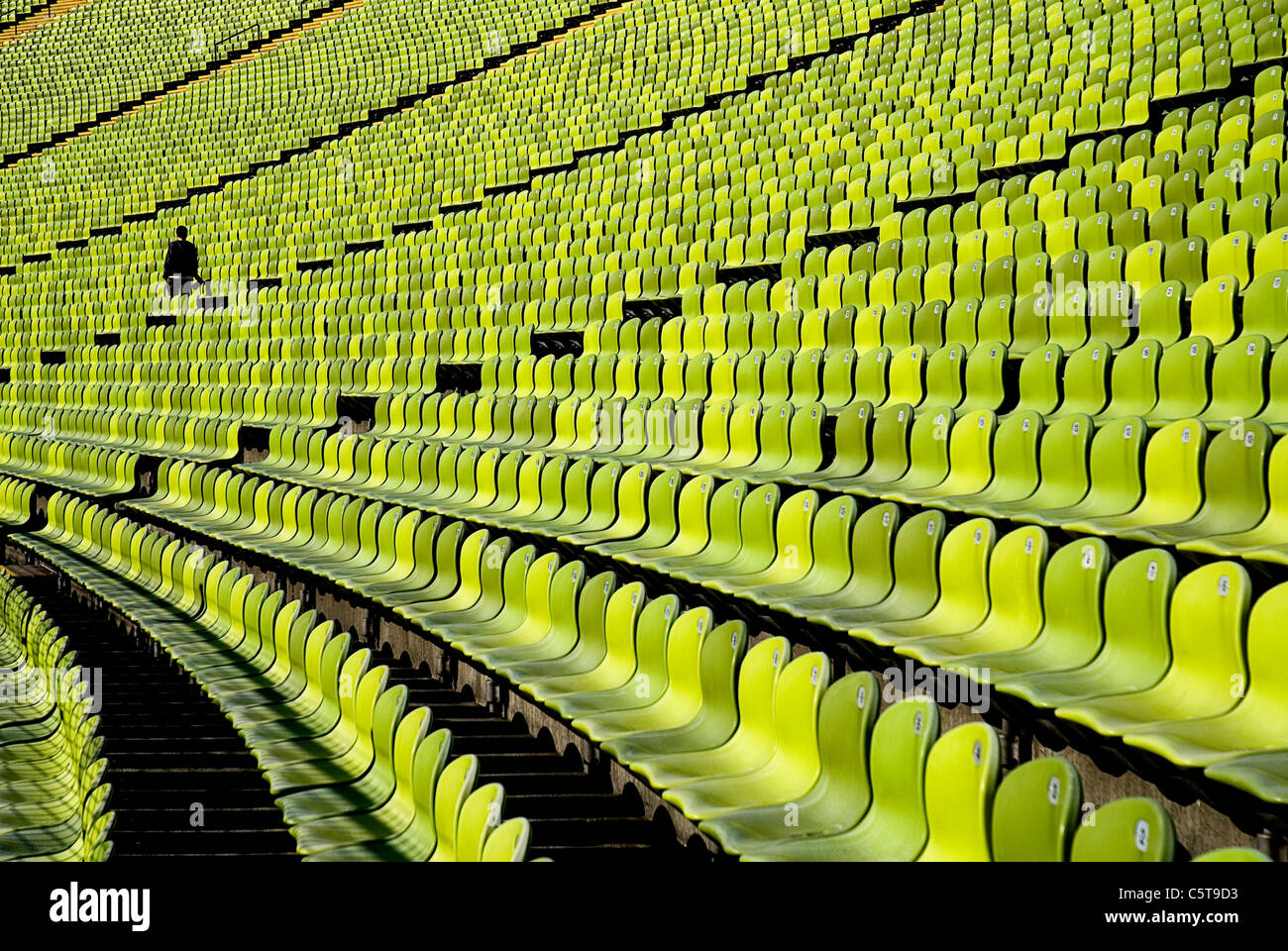 Germany, Bavaria, Munich, View of green seats in olympic stadium Stock ...