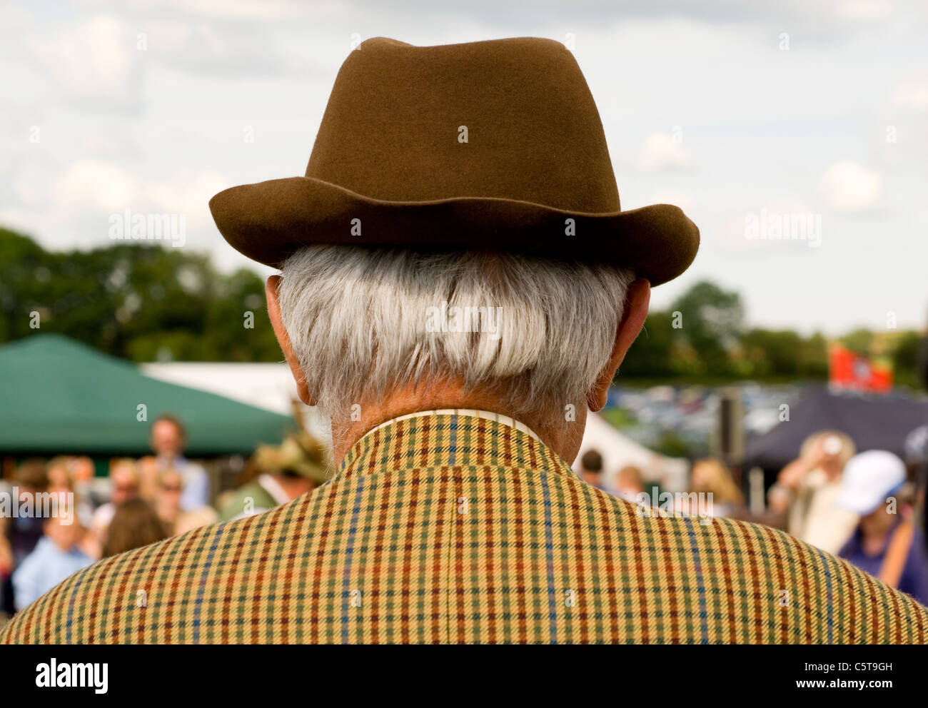 Rear view of man wearing hat, England UK Stock Photo - Alamy
