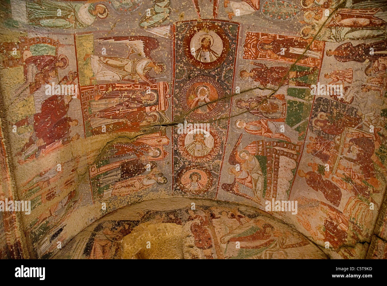 Turkey, Cappadocia, Goreme, View of fresco painting in cavusin church ...