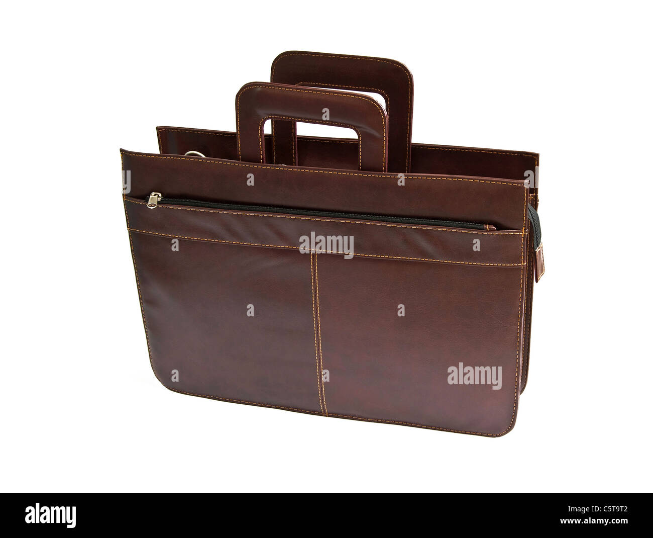 brown leather briefcase - front view Stock Photo - Alamy