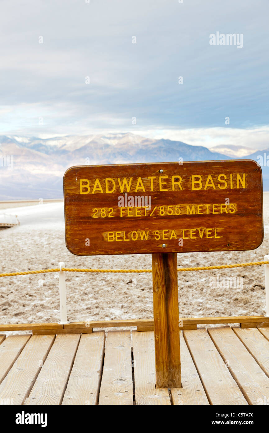 Death valley below sea level sign basin national park hi-res stock ...