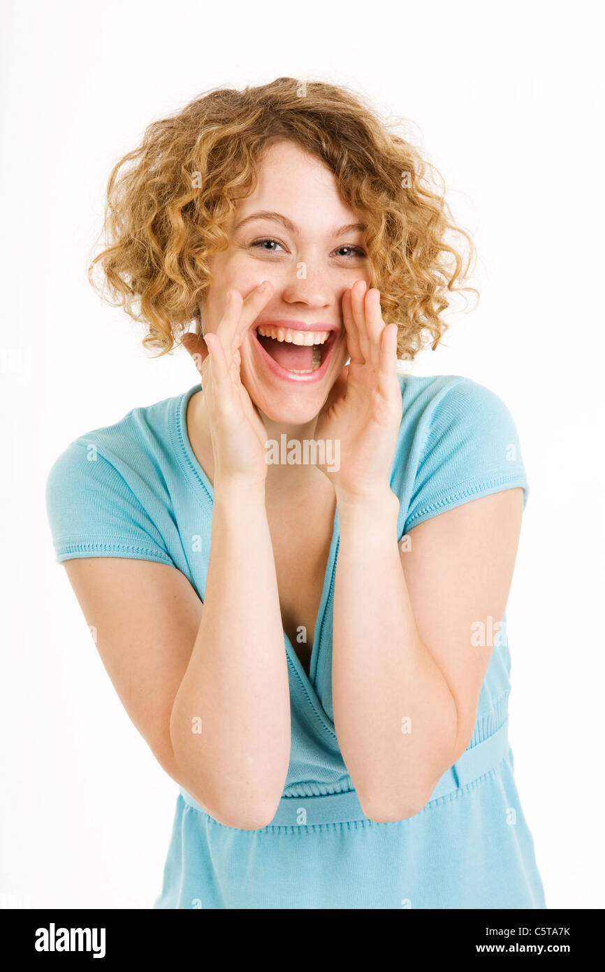 Women shouting smile hi-res stock photography and images - Alamy