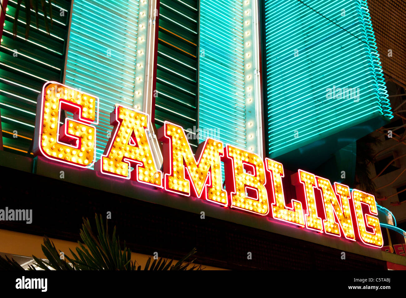 Light sign for gambling Las Vegas USA Stock Photo - Alamy