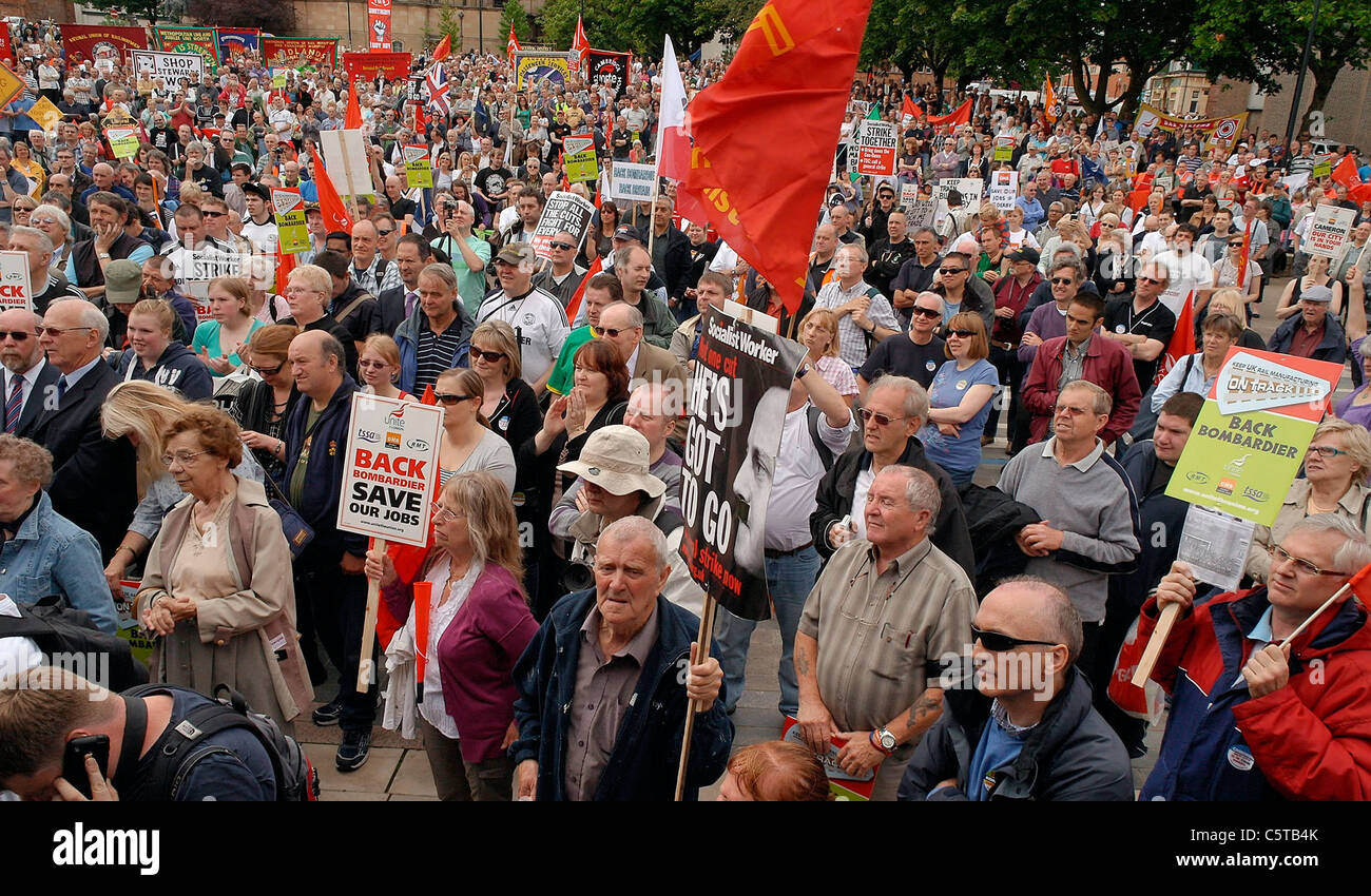 Bombardier Protest March through the centre of Derby organised by Unite ...