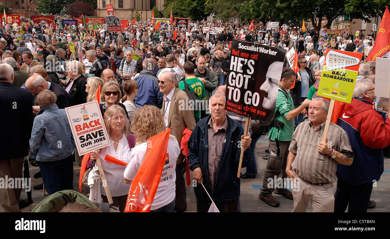 Bombardier Protest March through the centre of Derby organised by Unite ...