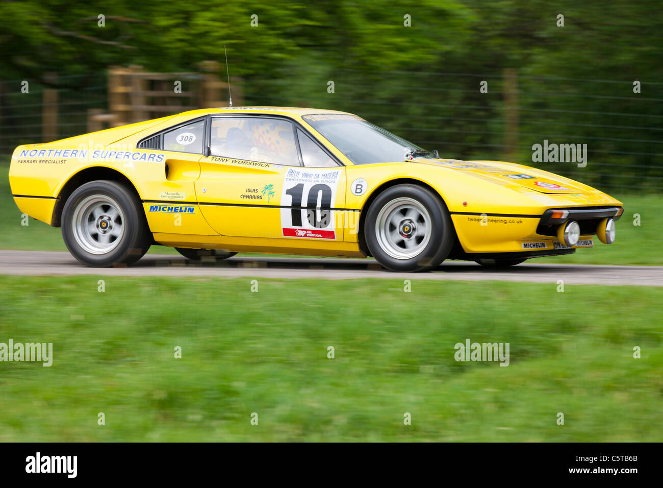 Yellow Ferrari at Chatsworth Rally Show Events Stock Photo - Alamy