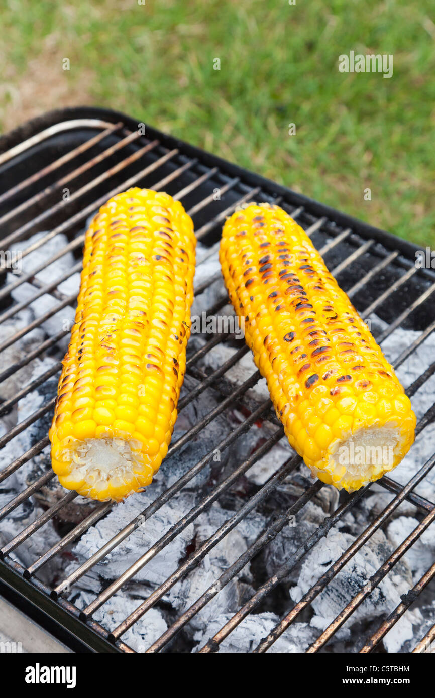 Corn on the cob on bbq camping in the summer Stock Photo - Alamy