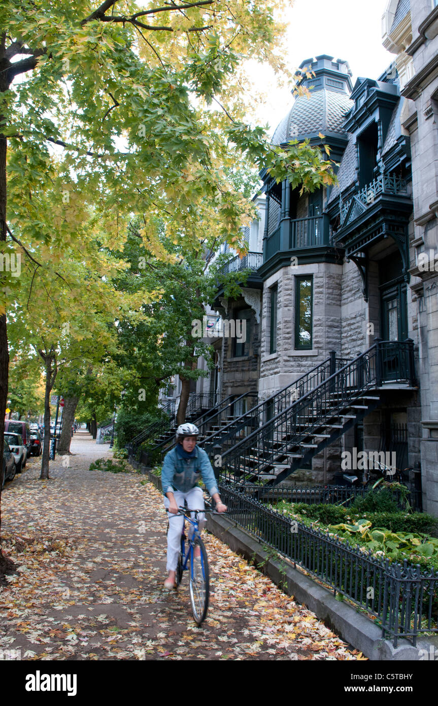 Person biking in the autumn montreal Stock Photo - Alamy