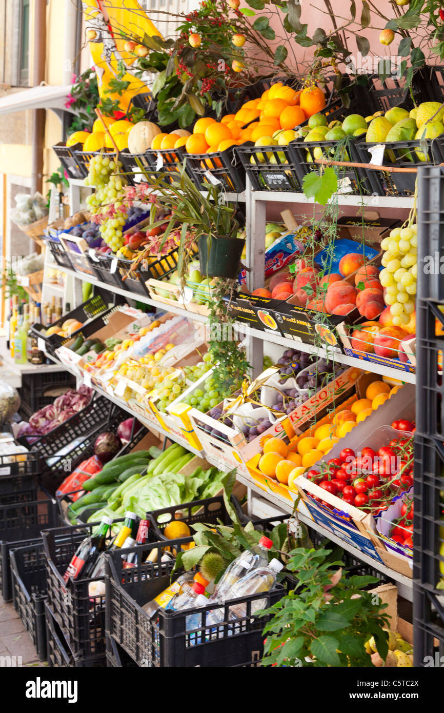 Shop selling fruit and vegetables in Taormina Sicily Italy Stock Photo ...