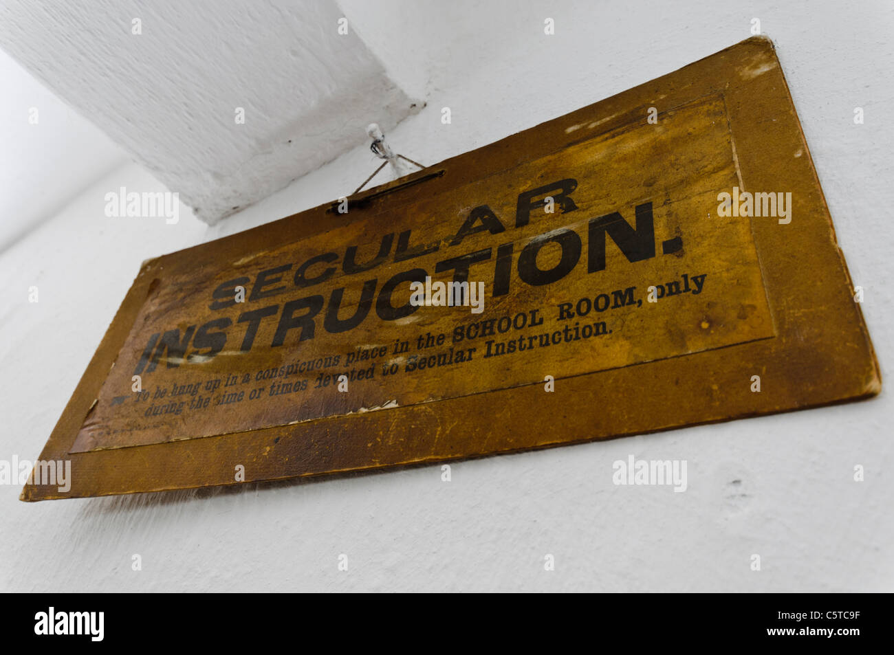 Sign saying "Secular Instruction" in a Victorian classroom Stock Photo ...