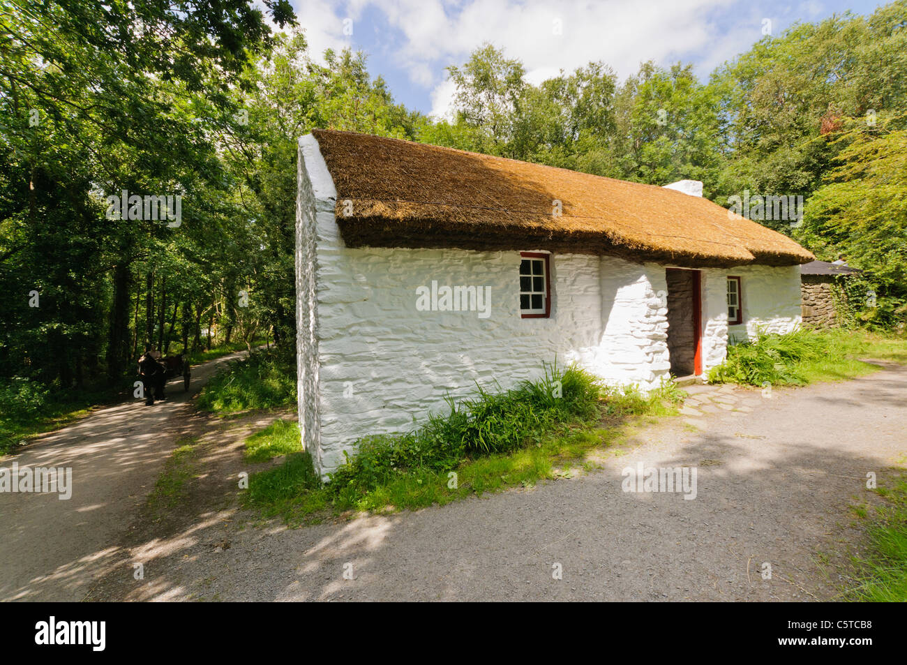 Traditional Irish thatched farmhouse cottage at the Ulster Folk Park ...