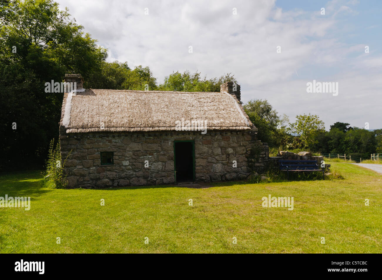 Traditional Irish thatched farmhouse cottage at the Ulster Folk Park ...