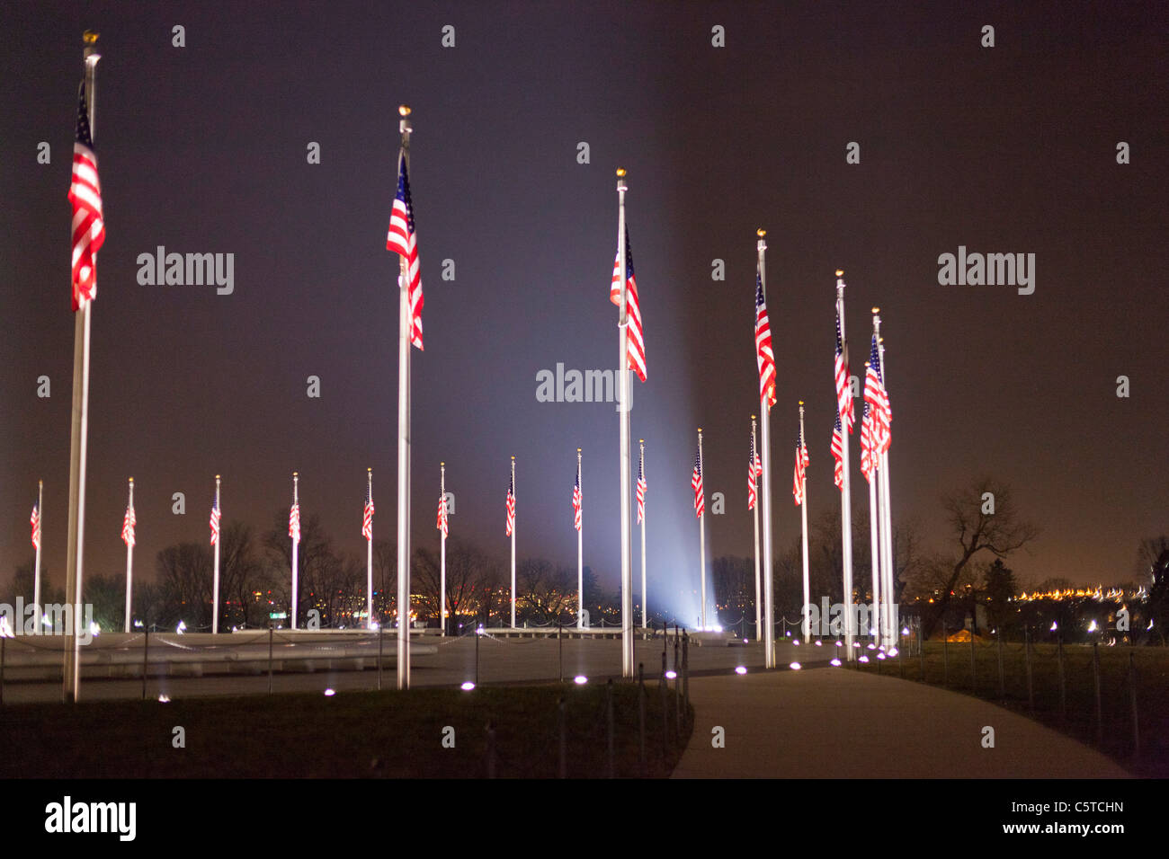 American flags at the base of the Washington Monument Washington DC USA ...