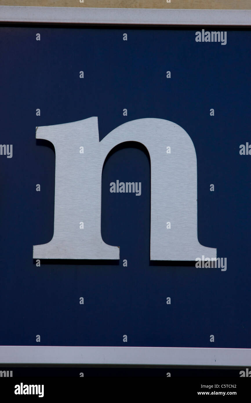 Character N alphabet character letter outside sign Stock Photo - Alamy