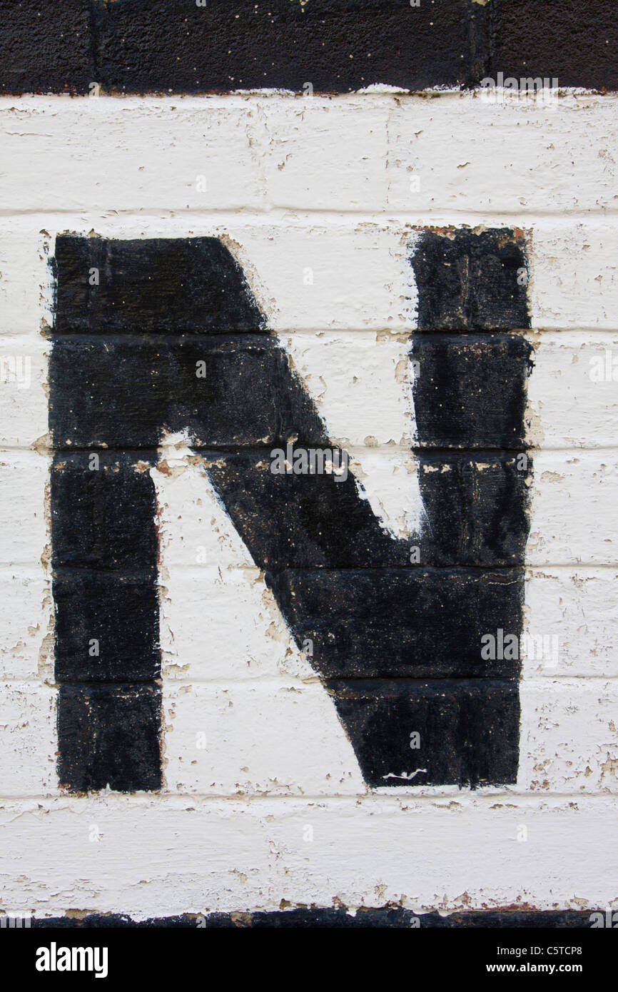 Character N alphabet character letter outside sign Stock Photo - Alamy