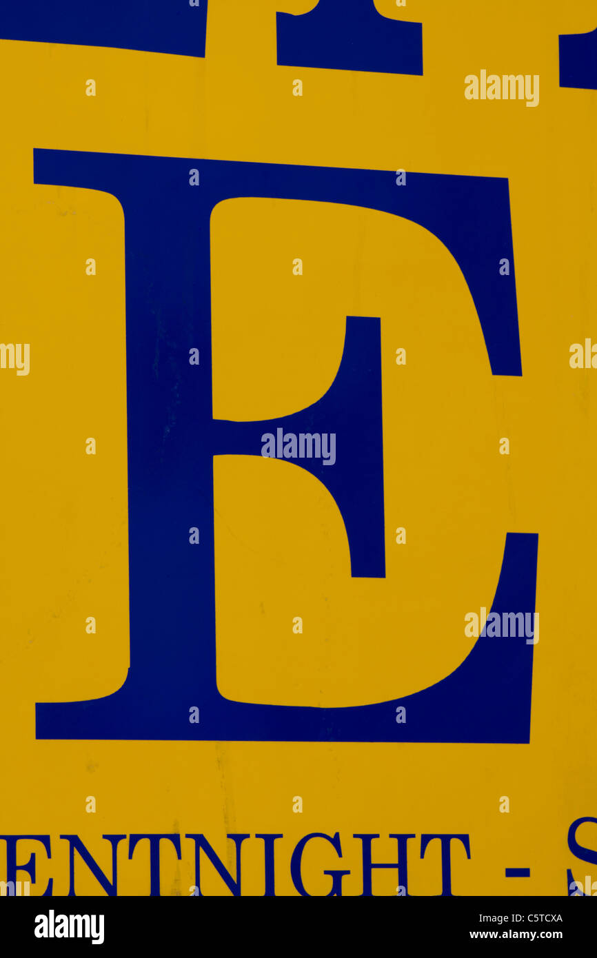 Character E alphabet character letter outside sign Stock Photo - Alamy